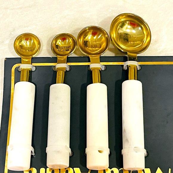 Kitchen | New Measuring Spoons With Gold Finish Heavy White Marble ...